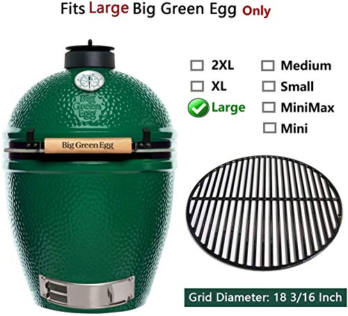 Hongso 18 3/16 Inch Porcelain Coated Cooking Grid Grates Polished Non-Stick Replacement for Large Big Green Egg, Vision Grill VGKSS-CC2, B-11N1A1-Y2A, Accessories,Other Kamado Grill, PCI991