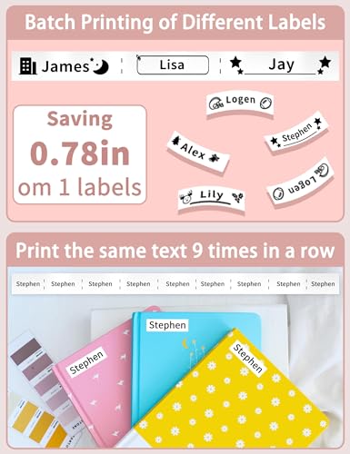 Vixic Pink Label Maker Machine with 4 Tapes, D210S Label Maker Machine, Portable Label Maker with Keyboard, QWERTY Keyboard Handheld & Easy to use, Multiple Fonts Frames for Home/Office/School