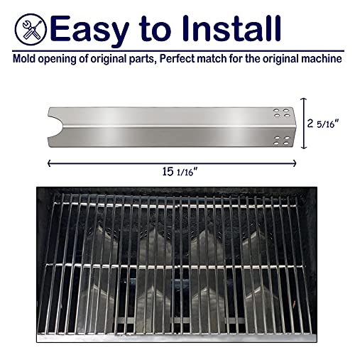 YOUFIRE Grill Parts Heat Shield Tent Stainless Steel Gas BBQ Burner Covers Replacement for Brinkmann 810-6680-S Flavorizer Bars(15.0625 x 2.3125 inch, 6-Pack Grill Accessories)