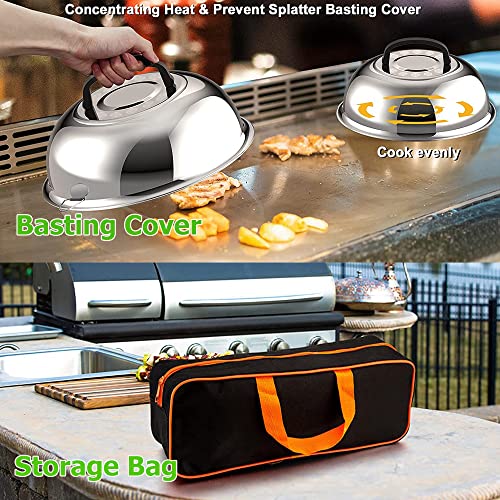 Blackstone Griddle Accessories Kit, 131 PCS Griddle Grill Tools Set Stainless Steel Grill BBQ Spatula Set, Blackstone Griddle Utensils Kit with Storage Bag for Men Women Outdoor Camping
