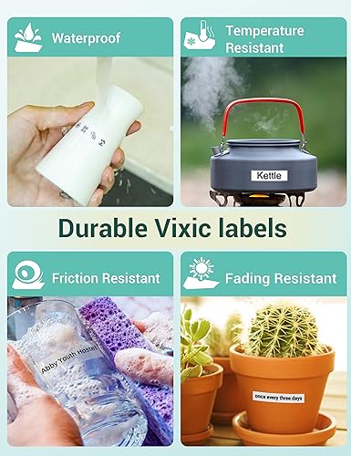 Vixic Pink Label Maker Machine with 4 Tapes, D210S Label Maker Machine, Portable Label Maker with Keyboard, QWERTY Keyboard Handheld & Easy to use, Multiple Fonts Frames for Home/Office/School