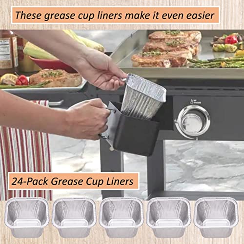 WAITCOOK 24-Pack Griddle Grease Cup Liner Replacement Parts for Blue Rhino 4-Burner Liquid Propane Flat Top Grill and 4 Burner Razor griddles