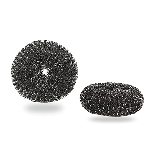 Heavy-Duty Stainless Steel Wool Barbecue Grill Cleaning Scrubber Pads, Replacement Steel Wool Brush Head, 2 Pack