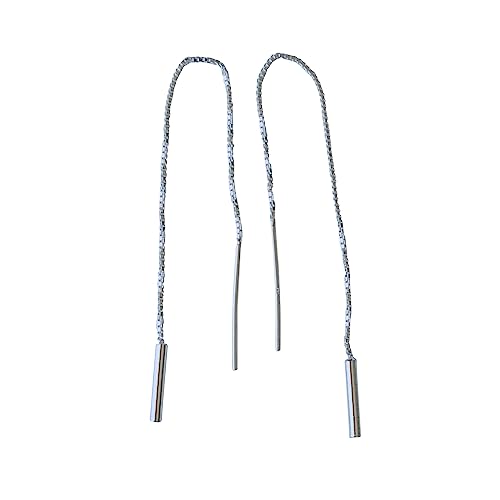 Handmade 925 Sterling Silver Chain Threader Dangle Earrings, Bar Edge Long Tassel Chain Drop Earrings, Dangling Earrings for Women, Tarnish & Water Resistant, By MiYa Jewelry Creations