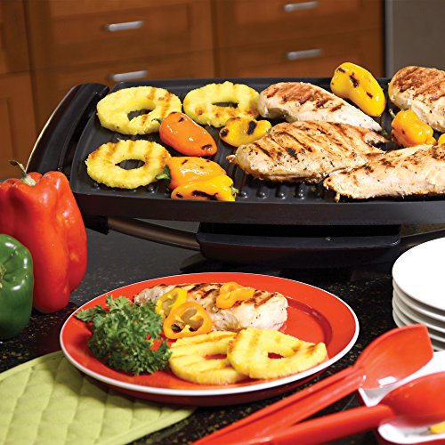 George Foreman 12-Serving Indoor/Outdoor Rectangular Electric Grill, Red, GFO201R