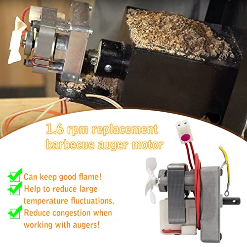 IVONNEY Auger Motor for Pit Boss Traeger Auger Motor Replacement, Grill Auger Motor Compatible with Pellet Grills & Camp Chef Smoker Grill - 1.6Rpm Barbecue Auger Motor, 110V 60Hz