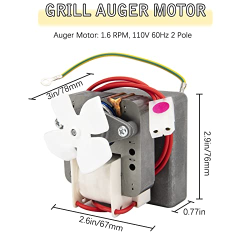 IVONNEY Auger Motor for Pit Boss Traeger Auger Motor Replacement, Grill Auger Motor Compatible with Pellet Grills & Camp Chef Smoker Grill - 1.6Rpm Barbecue Auger Motor, 110V 60Hz