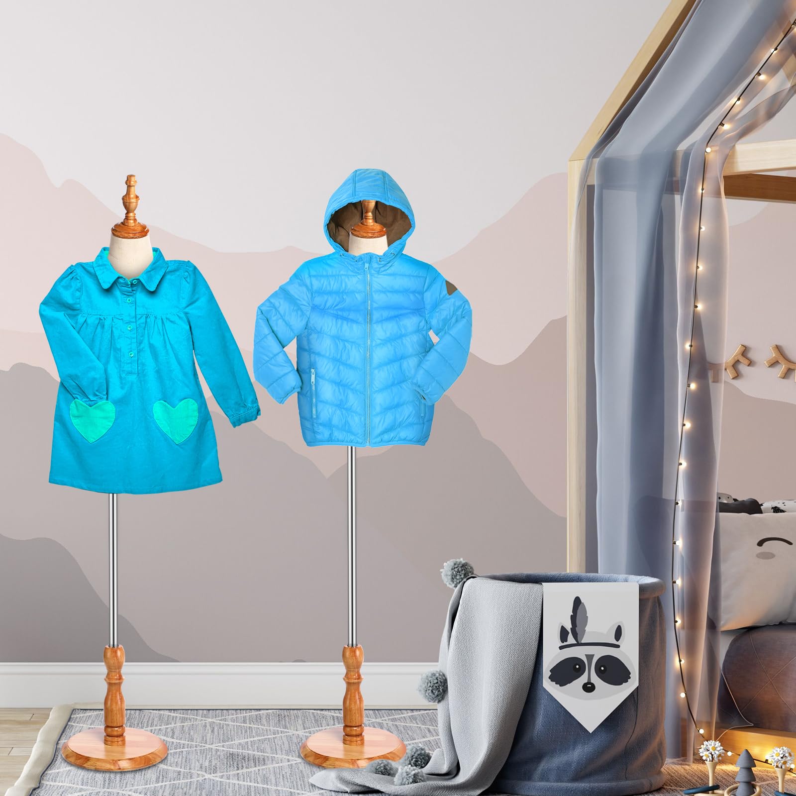 Geetery 2 Pcs Kid Dress Form Old Adjustable Toddler Clothes Mannequins Children's Mannequin with Wooden Base for Window Counter Studio Clothing Store Display (3-4 Years)