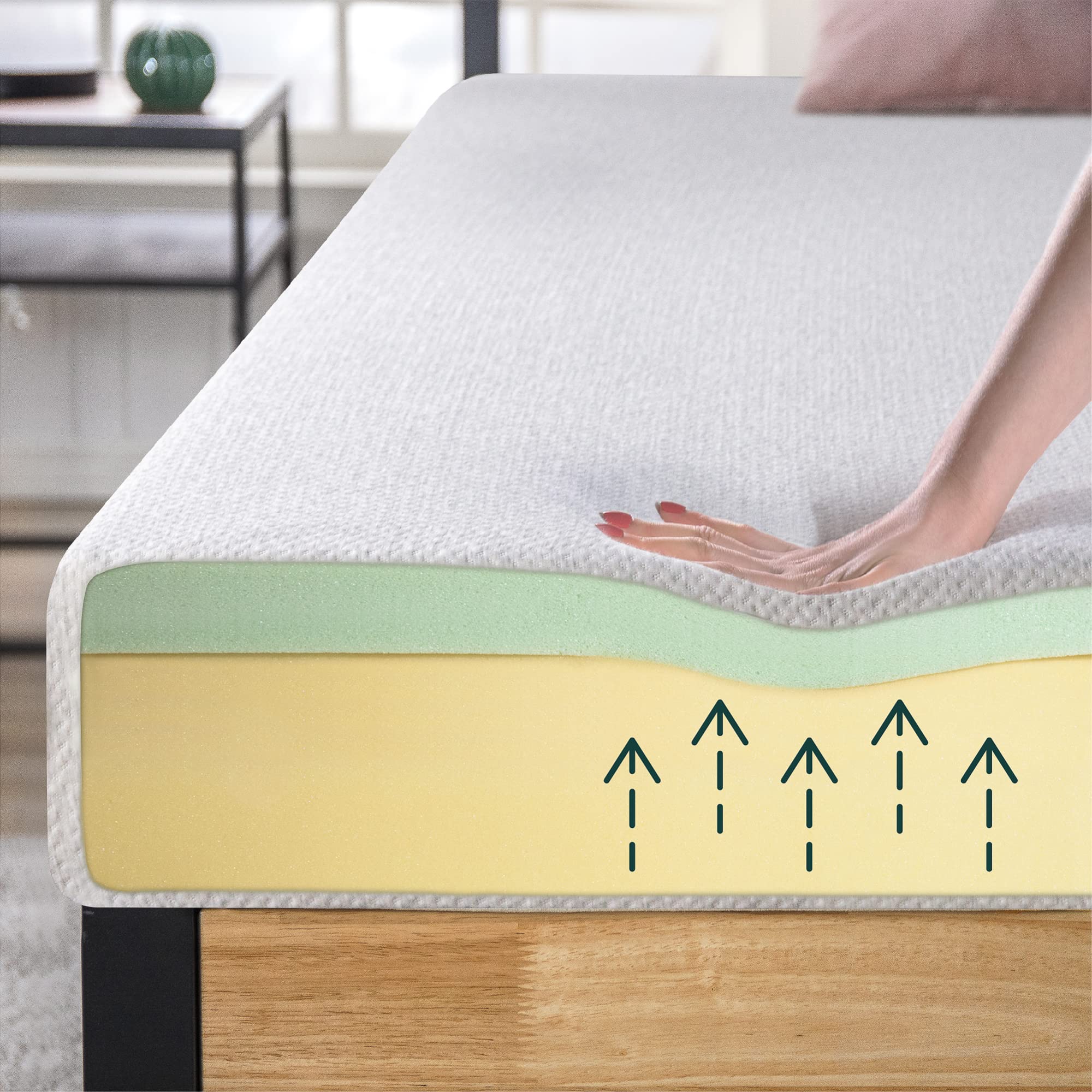 Zinus 6 Inch Ultima Memory Foam Mattress/Pressure Relieving/CertiPUR-US Certified/Bed-in-a-Box, Full & Yelena 14 Inch Metal Platform Bed Frame/Steel Slat Support/No Box Spring Needed