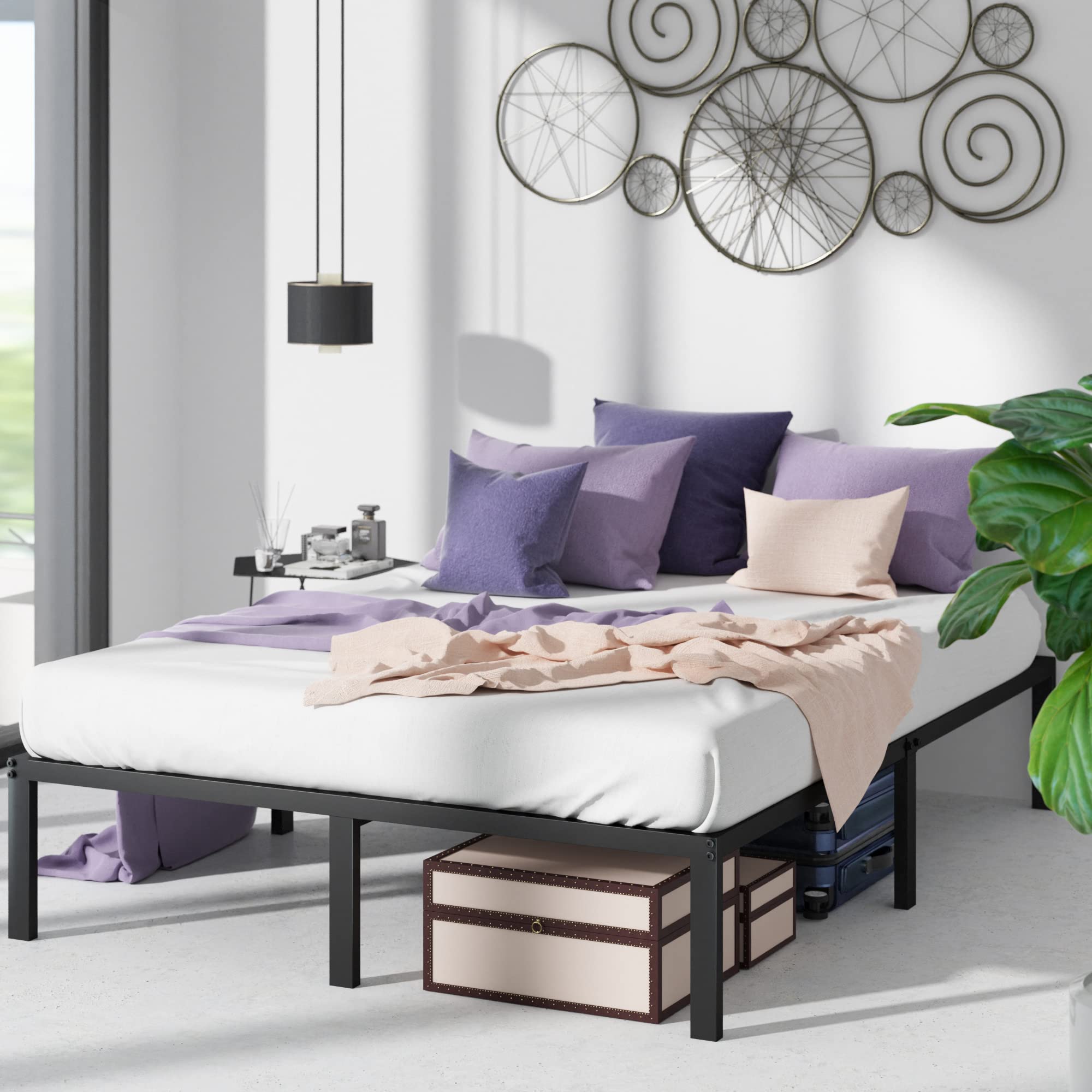 Zinus 6 Inch Ultima Memory Foam Mattress/Pressure Relieving/CertiPUR-US Certified/Bed-in-a-Box, Full & Yelena 14 Inch Metal Platform Bed Frame/Steel Slat Support/No Box Spring Needed