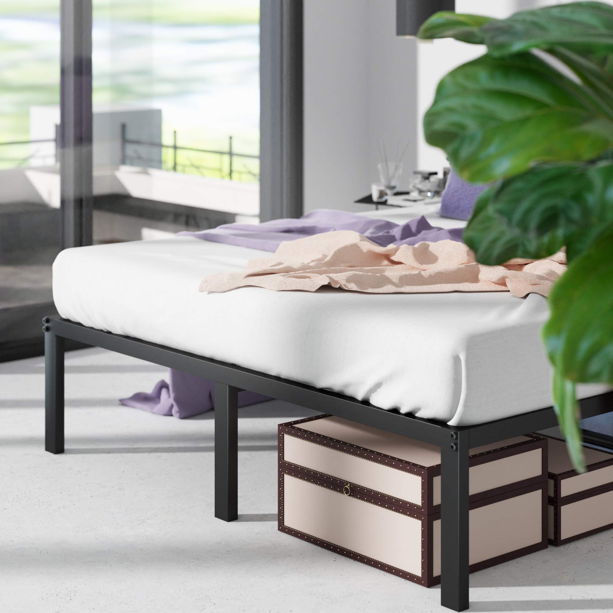 Zinus 6 Inch Ultima Memory Foam Mattress/Pressure Relieving/CertiPUR-US Certified/Bed-in-a-Box, Full & Yelena 14 Inch Metal Platform Bed Frame/Steel Slat Support/No Box Spring Needed