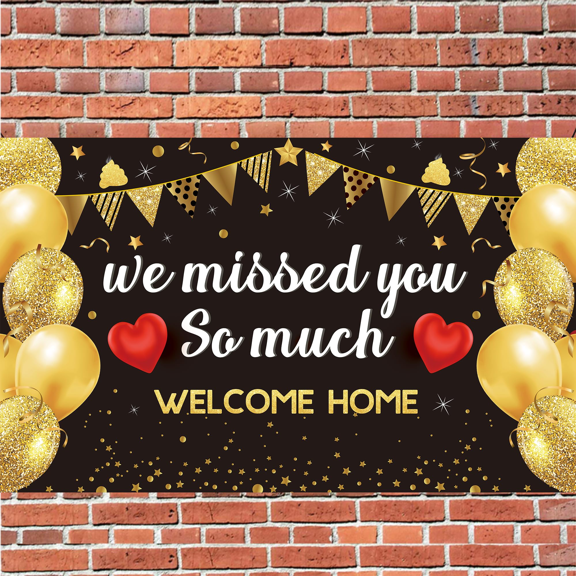 LOONELO Welcome Home Backdrop Banner Decorations with 70.8"X43.3",We Missed You So Much Backdrop Photo Booth Props, Welcome Home Sign for Graduation Retirement Military Army Homecoming Decorations