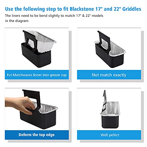 Matchwaves 20 Pack Blackstone Grease Cup Liners, Grease Catcher Liner, Aluminum Foil Drip Pan for 28 and 36 inch Blackstone Griddle