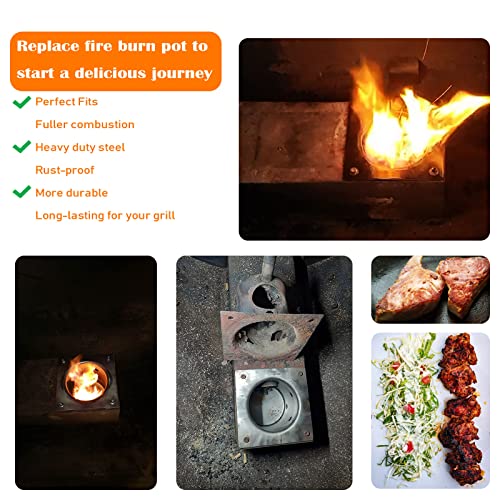 GRISUN Fire Burn Pot for Traeger and Pit Boss Pellet Grill, Upgraded Heavy Duty Pellet Grill Replacement Parts, Come with Hot Rod Igniter, Screws, and Fuse