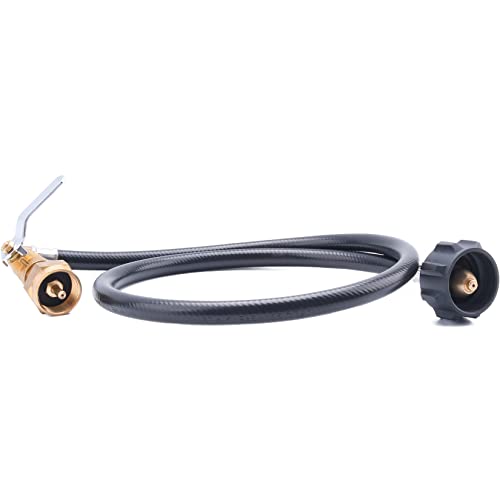 GasSaf 3FT Propane Refill Adapter Hose, Propane Refill Kit with ON/Off Control Valve for Filling 1 lb Propane Tank Cylinder Bottle