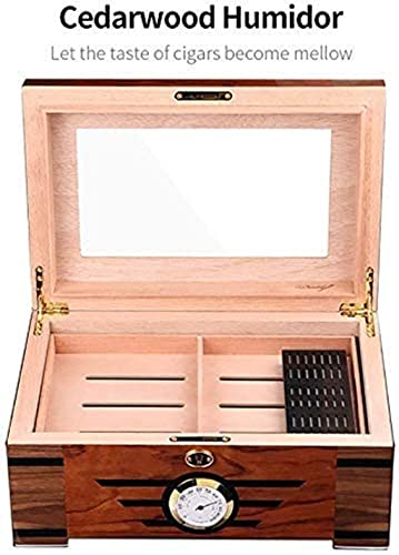 GagalU Cigar Humidor Box with Hygrometer and Humidifier, Crude Wood Desktop Cigar Cases Decorative Box