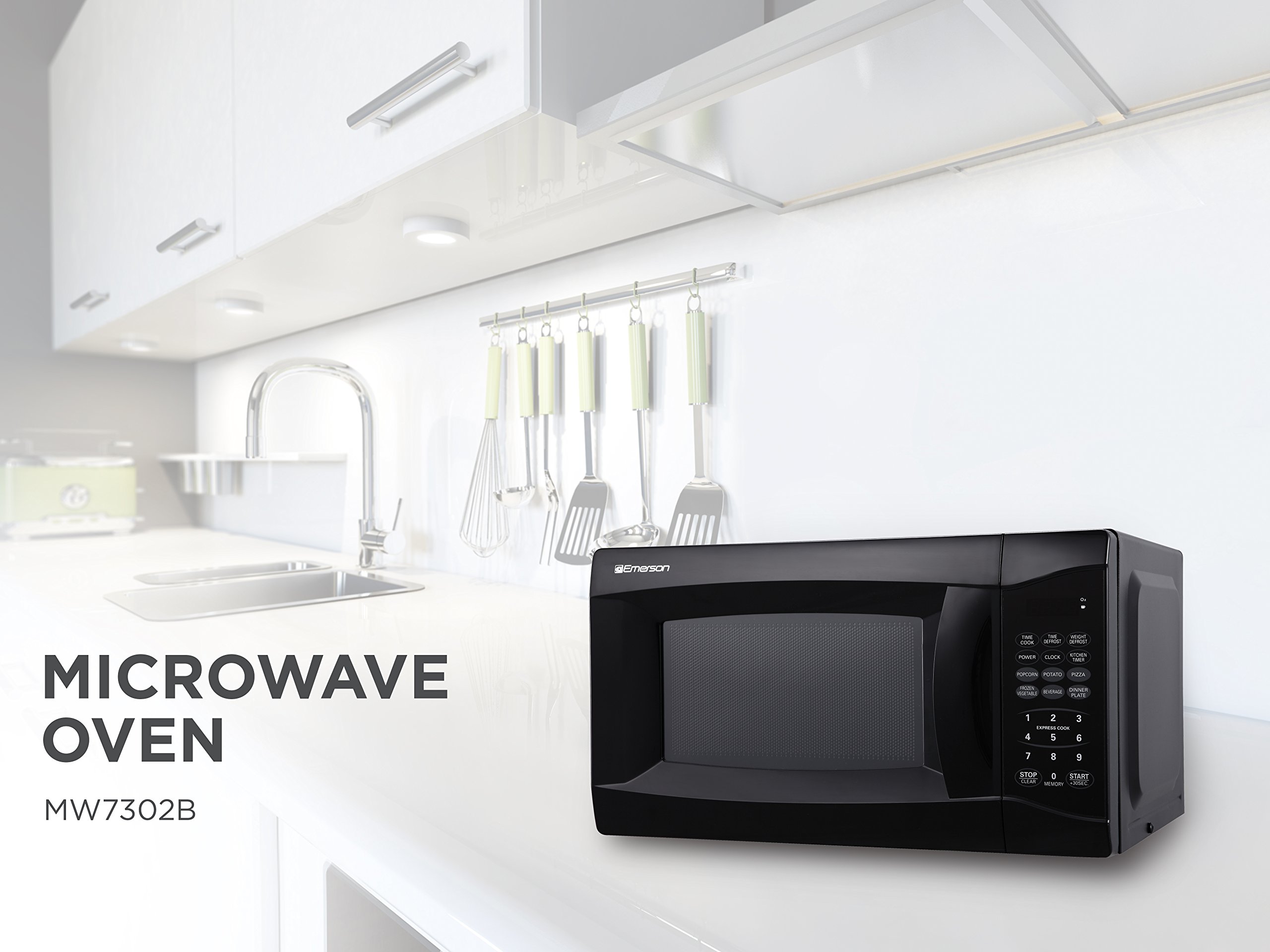 Emerson 0.7 CU. FT. 700 Watt, Touch Control, Black Microwave Oven, MW7302B & Keurig K-Mini Single Serve Coffee Maker, Black