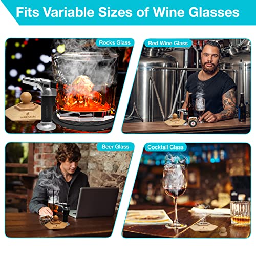 Sereneify Cocktail Smoker kit with Torch - Old Fashioned Smoker Kit with 4 Wood Chips, Bourbon Smoker Kit for Drinks, Gift for Men, Easy to Use Whiskey Smoker kit (No Butane)