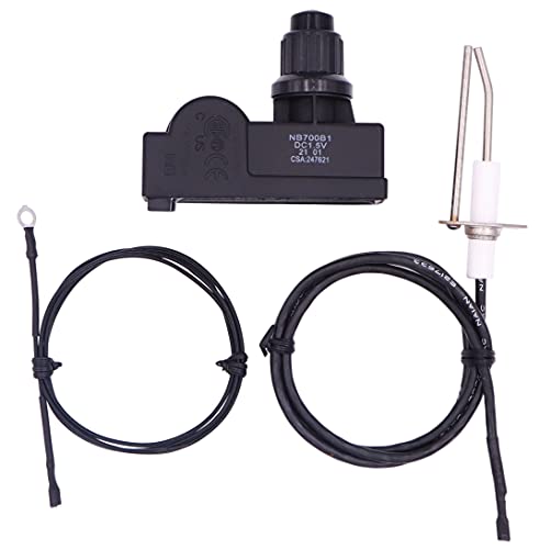 METER STAR Fire Pit Igniter Kit, Push Button Ignition Kit for Fire Pit Gas Burner Include 2 Outlet Igniter and Igniter Leads and Ground Wire