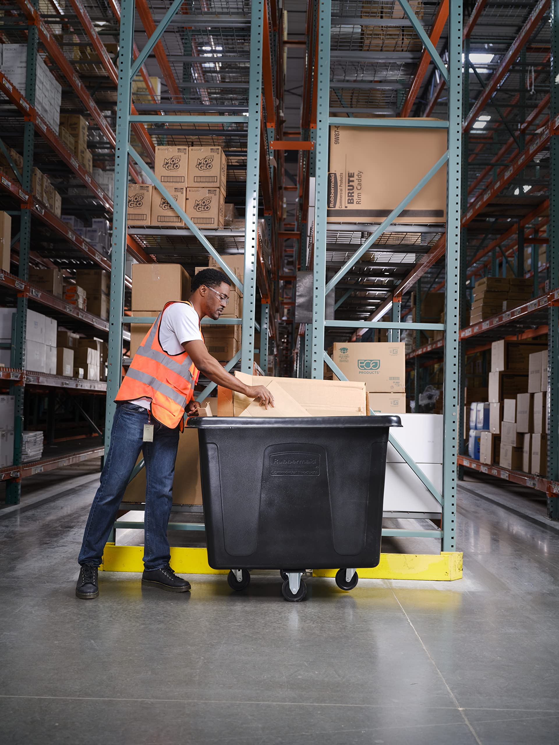 Rubbermaid Commercial MDPE 102.9-Gallon Laundry and Waste Collection Cube Truck, Rectangular, 31-Inch Width x 43-3/4-Inch Depth x 37-Inch Height, Black (FG461600BLA)