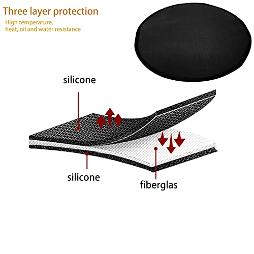 YWWQYBYQ 24" Fire Pit Mat,Round Grill Mat for Outdoor Grill Deck Protector, Double-Sided Fireproof BBQ Grill Mat, Oil-Proof Waterproof Under Grill Mat Black
