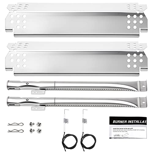 Barbqtime 2 Burner Grill Replacement Parts for Nexgrill 720-0864, Nexgrill 720-0864m, Nexgrill 720-0864r, Stainless Steel Gas Grill Burner & Heat Shield & Igniters Replacement Kit for Nexgrill