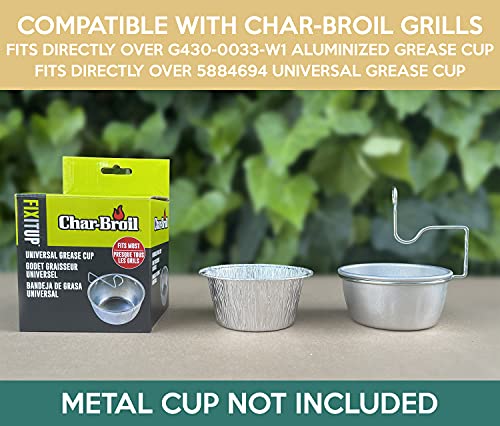 (20 Pack) Grease Cup Foil Liner Compatible with Char-Broil Grills G430-0033-W1 Aluminized Grease Cup and Model 5884694 Universal