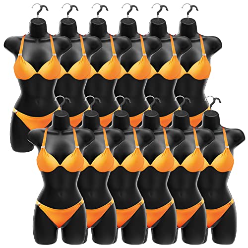 Dress Form Female Mannequin Torso Hollow Back Hanging Mannequin Body Manikin with Hook Half Body Shirt Clothing Display Plastic(3 Pcs,31.1 x 16.1 Inch)