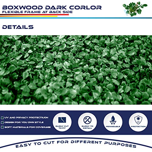 Windscreen4less Artificial Faux Ivy Leaf Decorative Fence Screen 20'' x 20" Boxwood/Milan Leaves Fence Patio Panel, Dark Green 20 Pieces