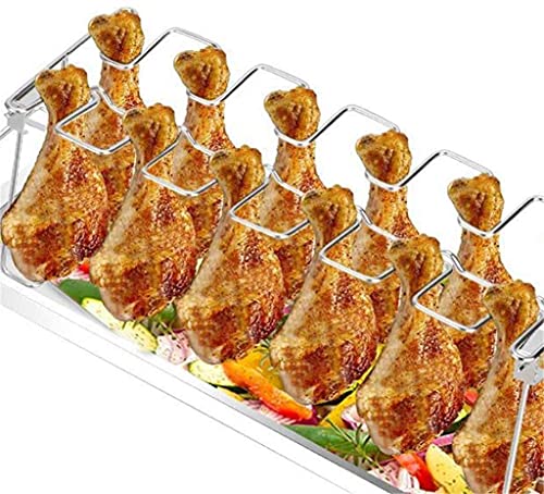 Chicken Leg Wing Grill Rack 12 Slots - Stainless Steel Metal Roaster Stand - for Smoker Grill or Oven - Dishwasher Safe