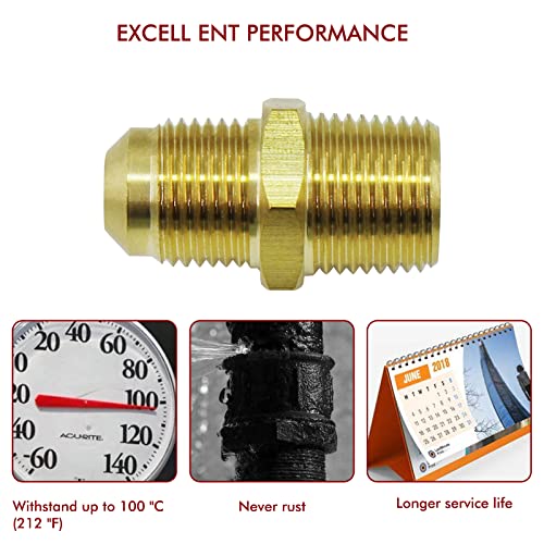 MENSI 2 Packs 3/8" Male Flare Thread (5/8"-18UNF) Convert to 3/8" Male NPT Thread Propane BBQ Grill Brass Union Adapter