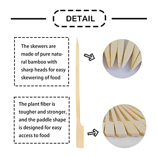 Bamboo Paddle Picks 200 PCS 10Inch Bamboo Kabob Skewers Wooden Skewer Sticks Grill Skewers BBQ Sticks Cocktail Picks for for Drinks Appetizers BBQ Fruit Kabobs Barbeque Snacks