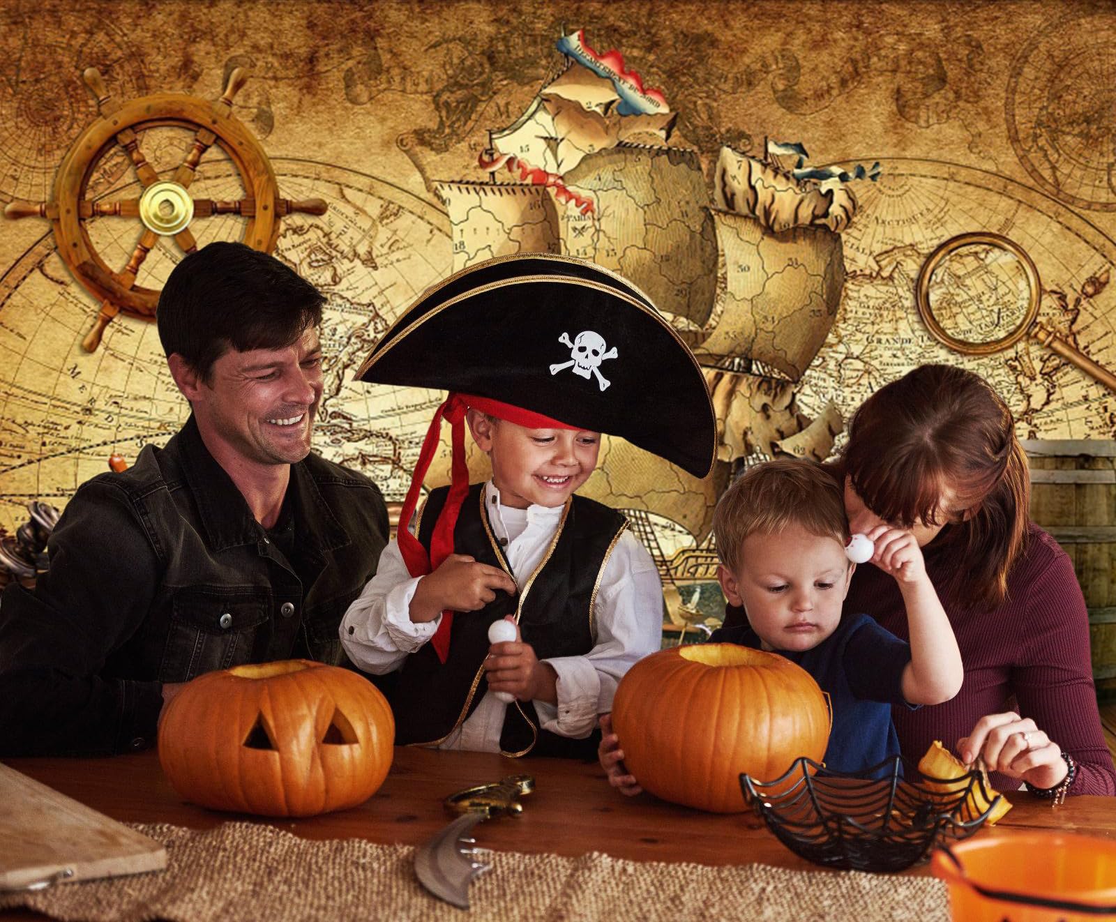 Pirate Backdrop Nautical Treasure Hunt Map Pirate Themed Photography Background Adventure Places Kids Boys Birthday Party Decorations Banner Photo Studio Booth Props 10x8ft