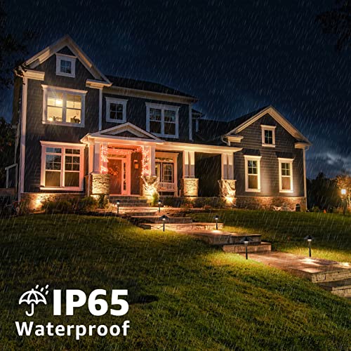 SUNVIE LED Landscape Lighting Kit Low Voltage Landscape Lights with Transformer 12-24V AC/DC Low Voltage Pathway Lights Waterproof Aluminum Landscape Spotlights Path Lights for Yard House Tree