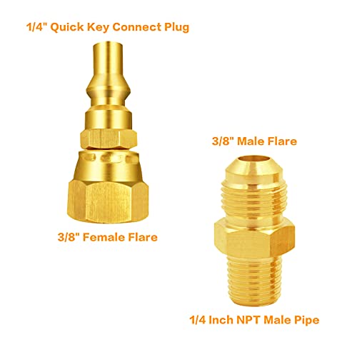 MENSI 1/4" Quick Connect Propane Disconnect Universal Adapter Kit Convert Regulator with 3/8" Female Flare to Quick-Release Connection