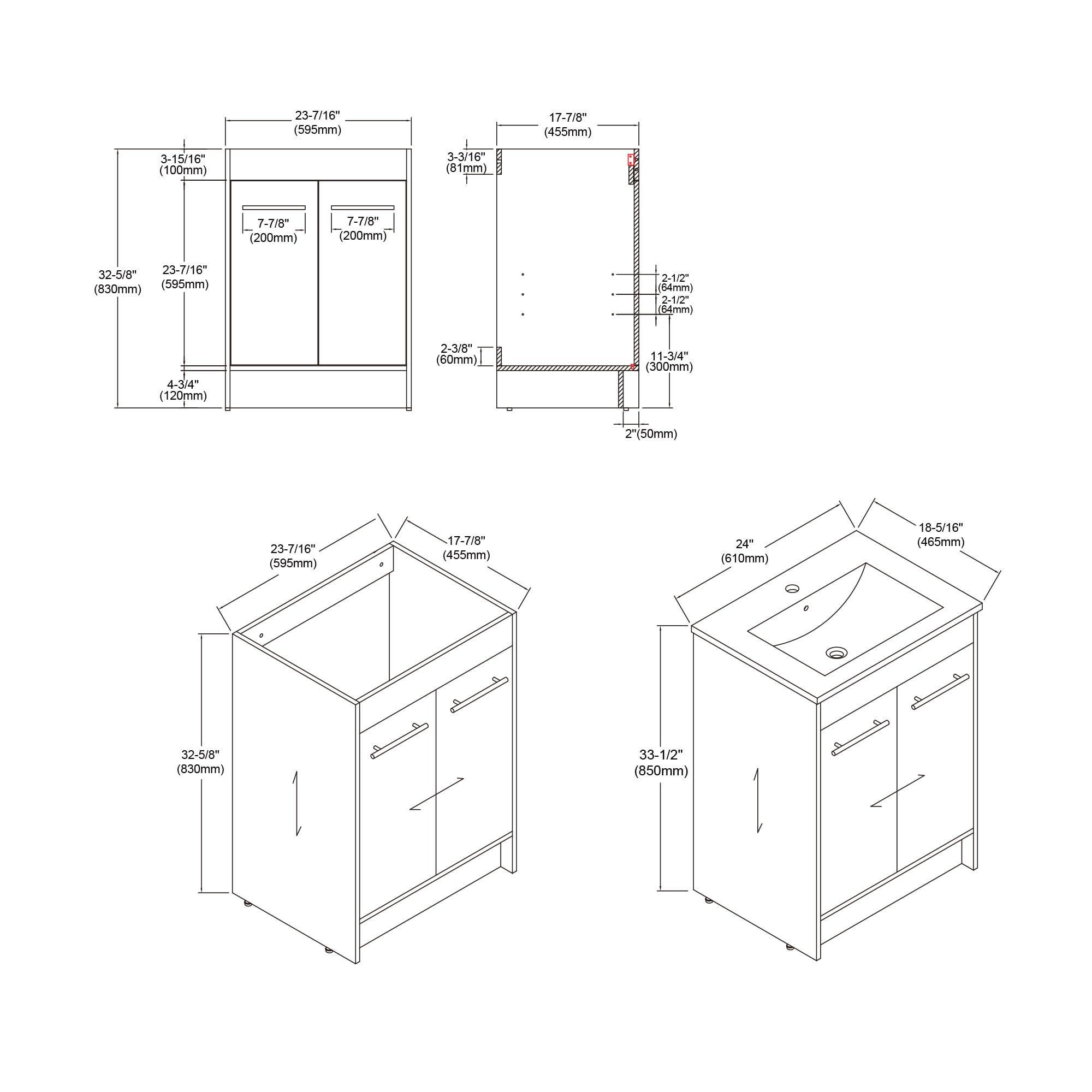 Dowell Oak Natural Bathroom Vanity with Ceramic Sink Combo, Modern Bathroom Cabinet with Soft-Close Door, Freestanding Single Bathroom Vanity Set (24 Inch)