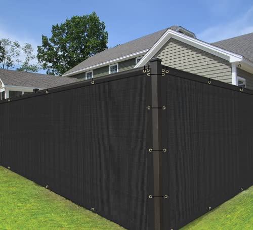 COARBOR 5'x44' Vinyl Coated Polyester (PVC) Mesh Privacy Fence Screen Fencing for Back Yard Deck Patio Garden Blocker Barrier 80% Blockage with Gommets on Edges 280GSM-Black