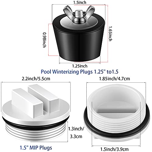 Huhumy 3 Pcs 1.5" Threaded Pool Spa Return Line Plug Rubber Plugs for Pool with O Ring for Winter Pools Inground Pool Above Ground Pool