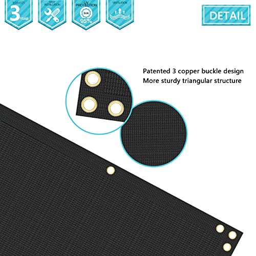 COARBOR 5'x44' Vinyl Coated Polyester (PVC) Mesh Privacy Fence Screen Fencing for Back Yard Deck Patio Garden Blocker Barrier 80% Blockage with Gommets on Edges 280GSM-Black