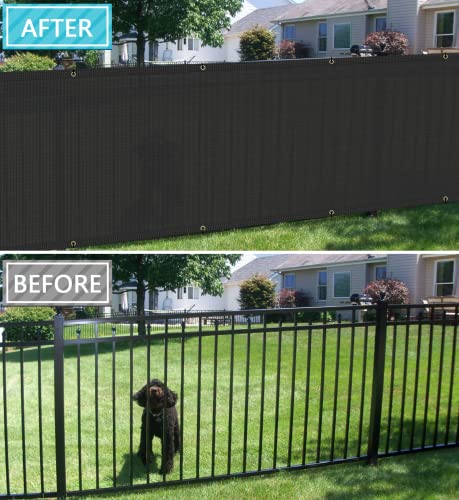 COARBOR 5'x44' Vinyl Coated Polyester (PVC) Mesh Privacy Fence Screen Fencing for Back Yard Deck Patio Garden Blocker Barrier 80% Blockage with Gommets on Edges 280GSM-Black