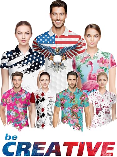 HIVICHI Golf Shirts for Men Funny Print Hawaiian Crazy Mens Polo Shirt Eagle Flag Shirt, X-Large, Aop-polo-81779