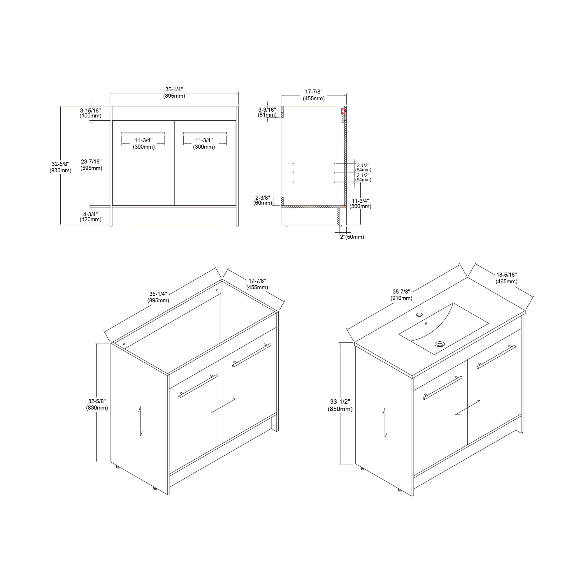 Dowell Oak Natural Bathroom Vanity with Ceramic Sink Combo, Modern Bathroom Cabinet with Soft-Close Door, Freestanding Single Bathroom Vanity Set (36 Inch)