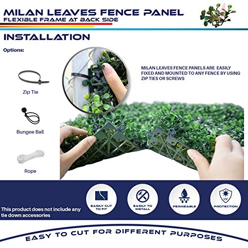 Windscreen4less Artificial Faux Ivy Leaf Decorative Fence Screen 20'' x 20" Boxwood/Milan Leaves Fence Patio Panel,New Milan Leave 2 Pieces