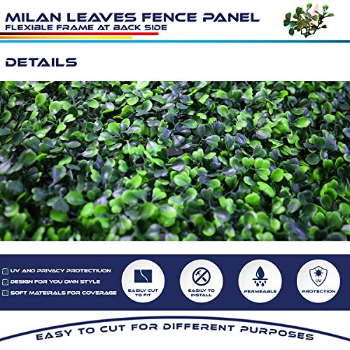 Windscreen4less Artificial Faux Ivy Leaf Decorative Fence Screen 20'' x 20" Boxwood/Milan Leaves Fence Patio Panel,New Milan Leave 2 Pieces