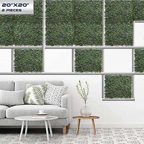 Windscreen4less Artificial Faux Ivy Leaf Decorative Fence Screen 20'' x 20" Boxwood/Milan Leaves Fence Patio Panel,New Milan Leave 2 Pieces