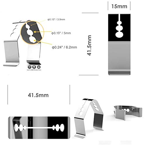 4 Set Stainless Steel Grill Clips Holder, Probe Clip Universal Temperature Reading Thermometer Grill Clip Accessories