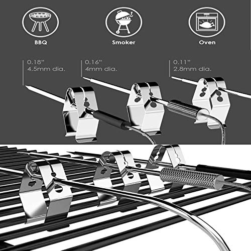 4 Set Stainless Steel Grill Clips Holder, Probe Clip Universal Temperature Reading Thermometer Grill Clip Accessories