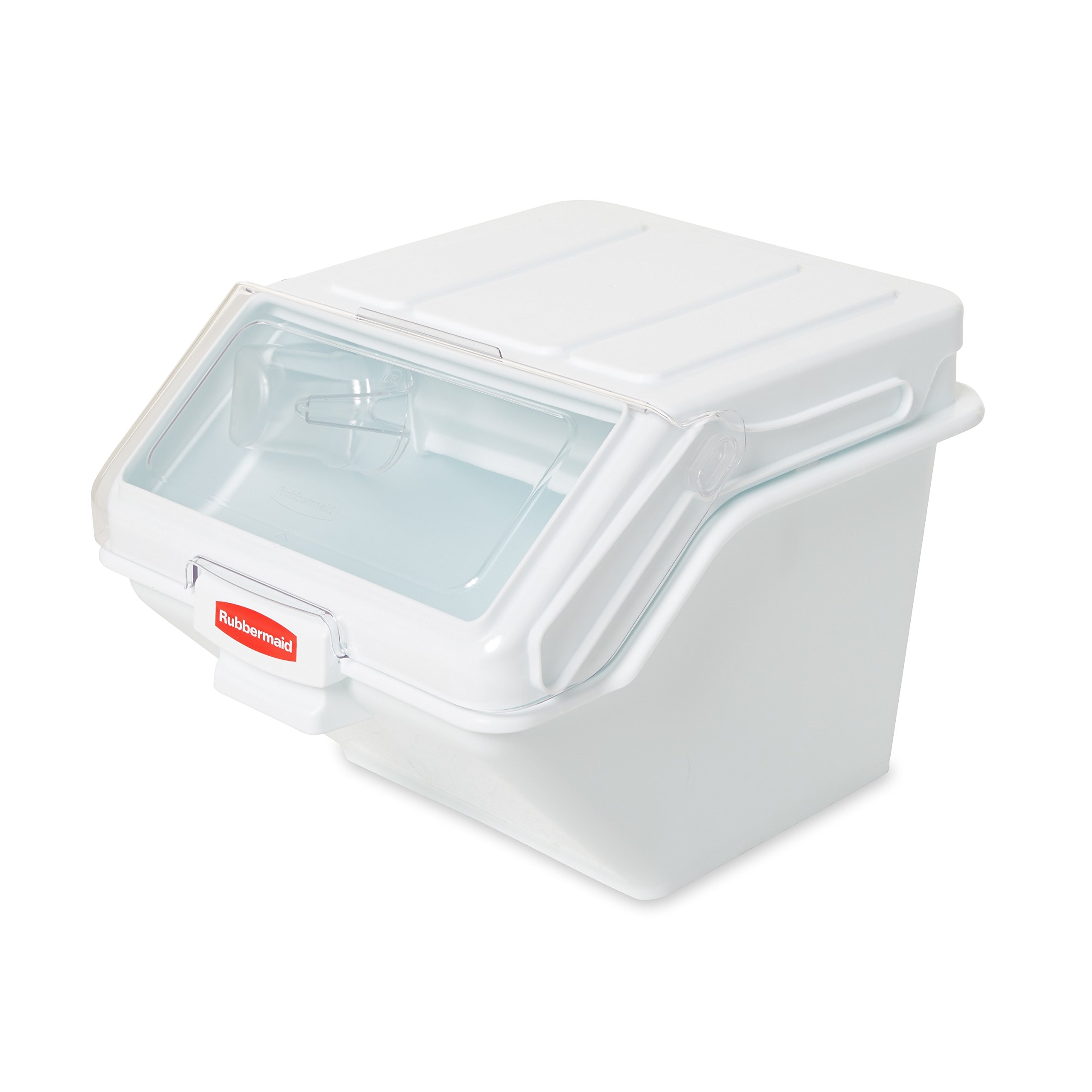 Rubbermaid Commercial Products ProSave Shelf Food Ingredient Bin with Scoop, 200-Cup, White, Kitchen Food Storage Sugar/Grains/Rice/Baking Supplies