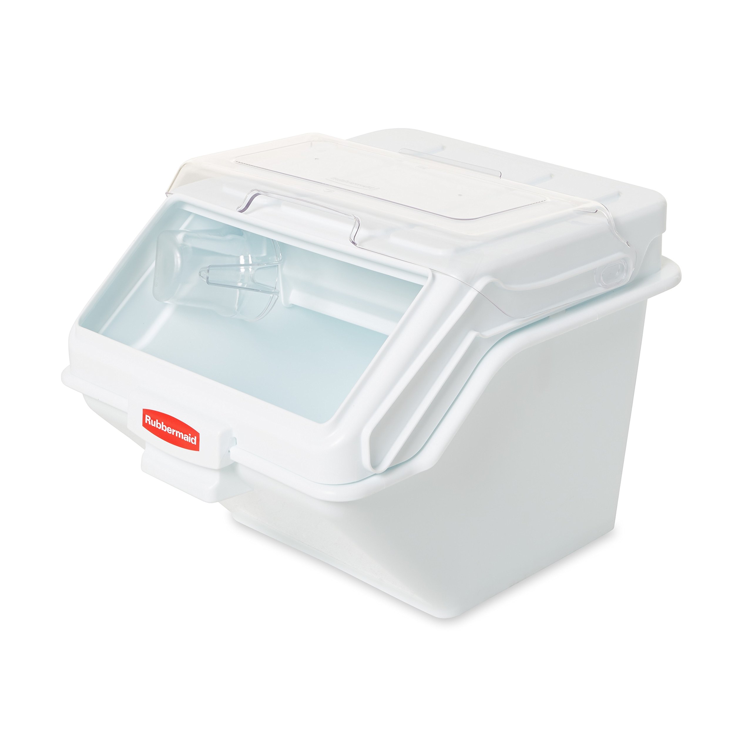 Rubbermaid Commercial Products ProSave Shelf Food Ingredient Bin with Scoop, 200-Cup, White, Kitchen Food Storage Sugar/Grains/Rice/Baking Supplies