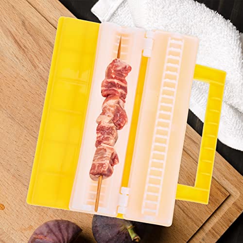 DOITOOL 1PC BBQ Skewers Wears Meat Device Meat Skewer Tools Quick Portable Meat Skewer Box 19.5Γβ6CM Plastic Manual Hand-held Multifunctional Barbecue Accessory Skewer Machine Kebab Maker for Picnic